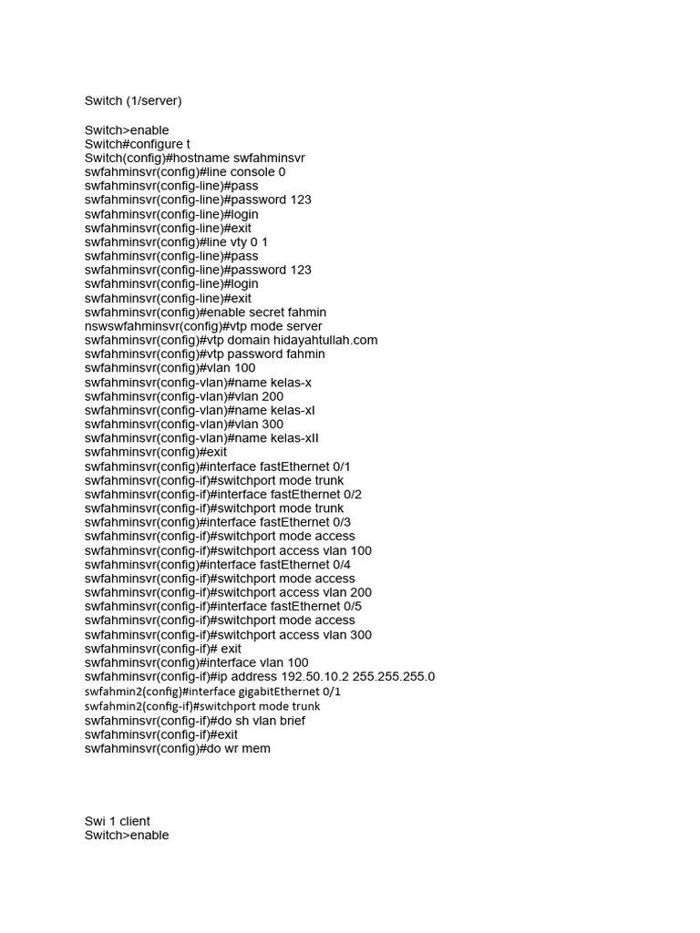 Configurasi Vlan Buat Ujian | PDF | Networking Standards | Computer Science