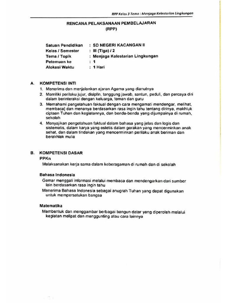 RPP PKN Kelas 3 | PDF
