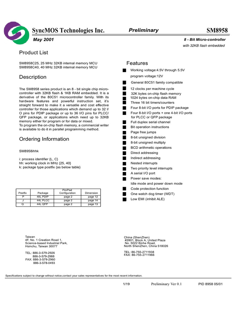Datasheet - HK sm8958 193423 | PDF