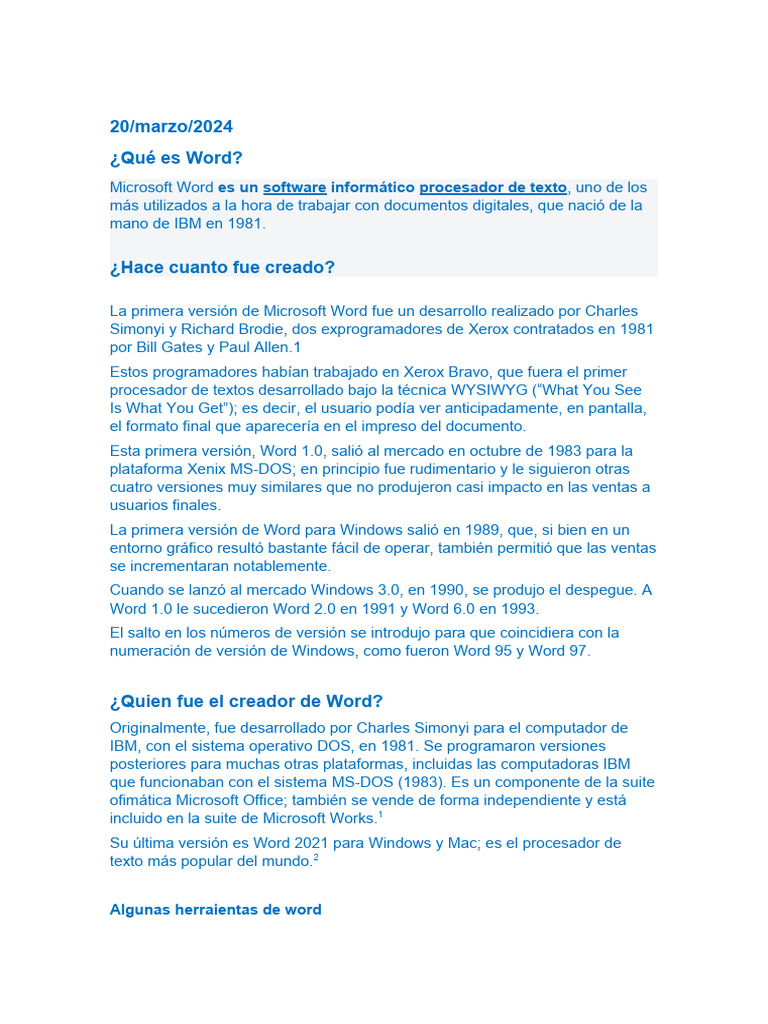 ¿Que Es Word | PDF | Microsoft Word | Software