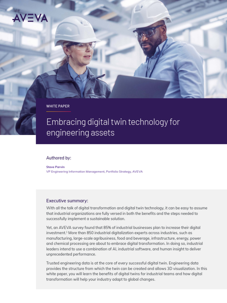 Whitepaper AVEVA AIM EmbracingDigitalTwinTech 22-07 | PDF | Cloud Computing | Engineering