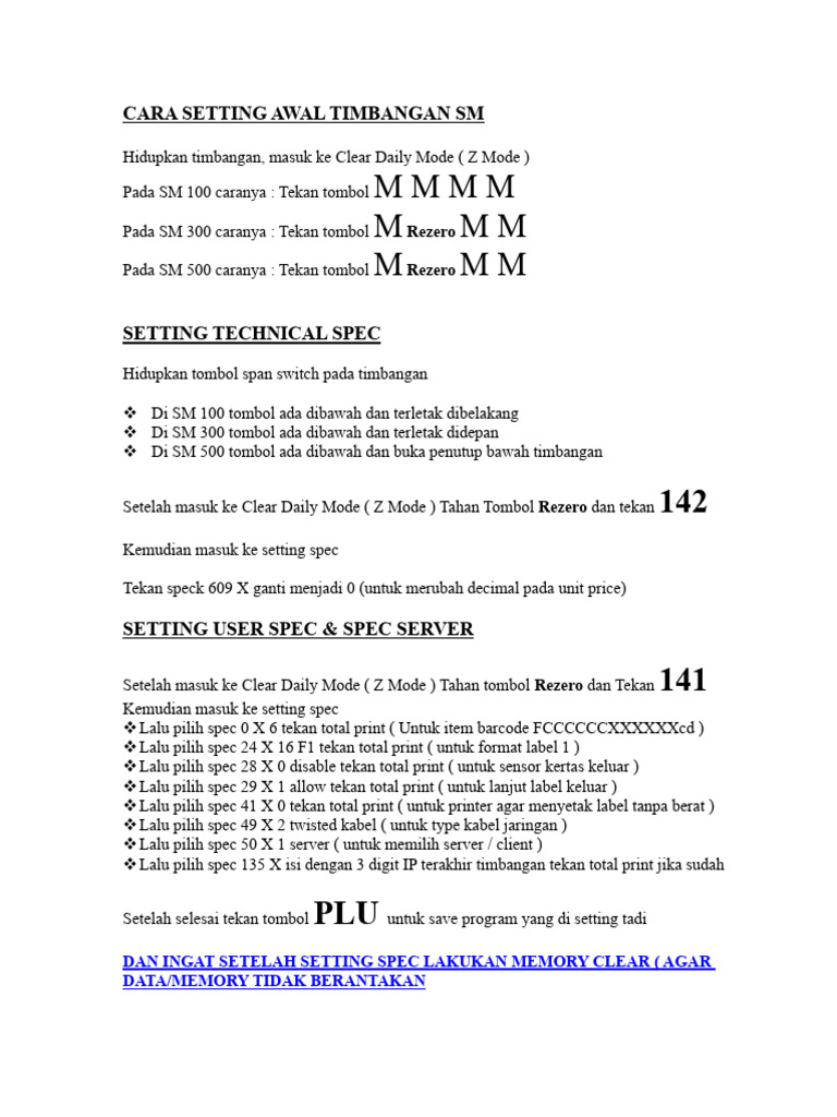 Cara Setting Awal Timbangan Digi | PDF | Metode & Bahan Ajar