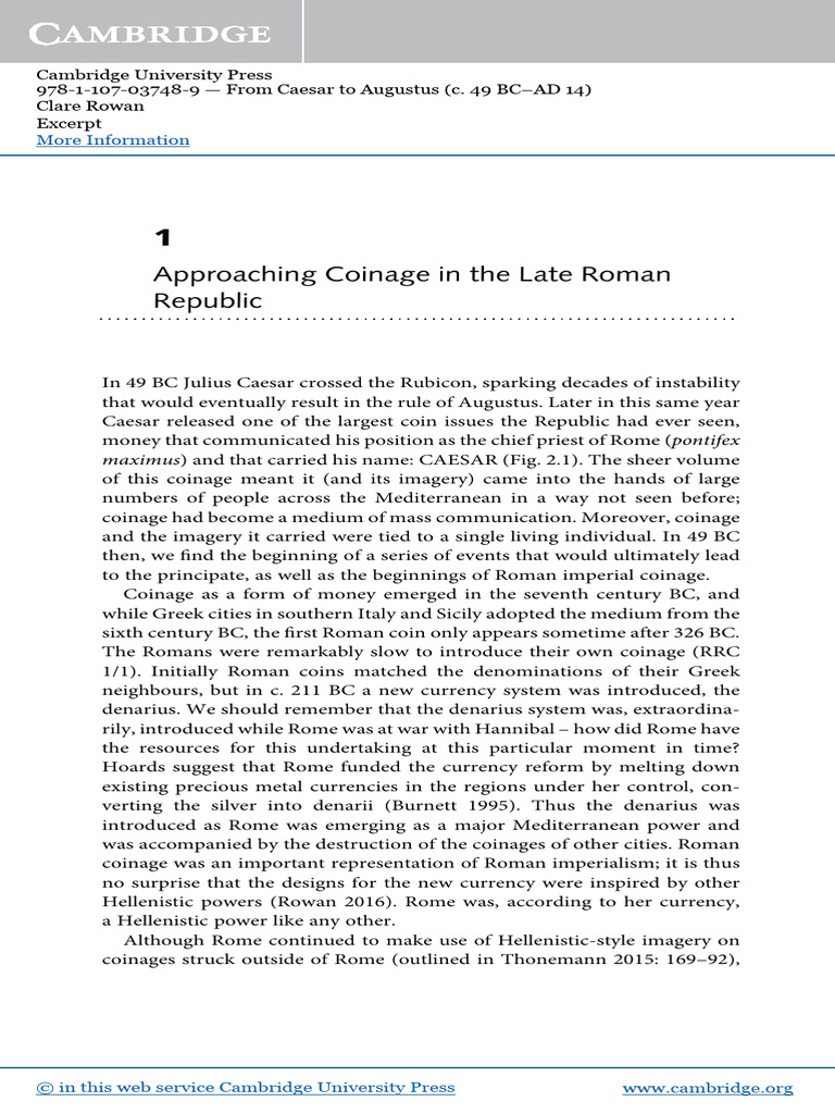Roman Coinage: From Caesar to Augustus | PDF | Ancient Rome | Coins