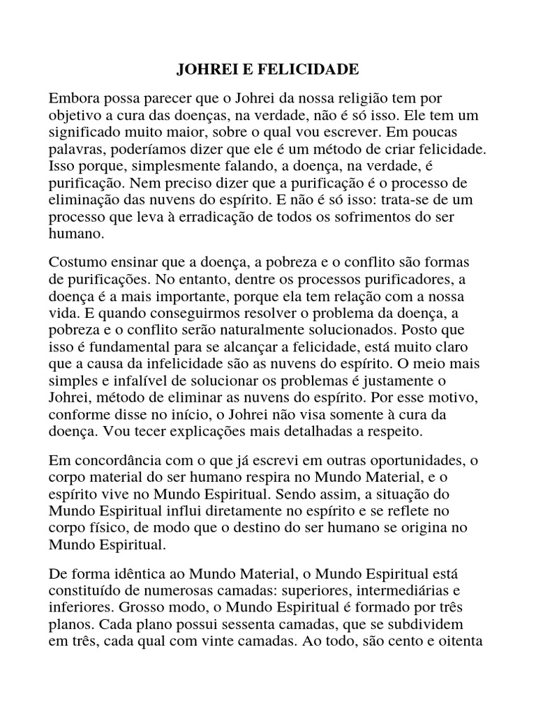 Johrei como Caminho para a Felicidade | PDF | Céu | Felicidade