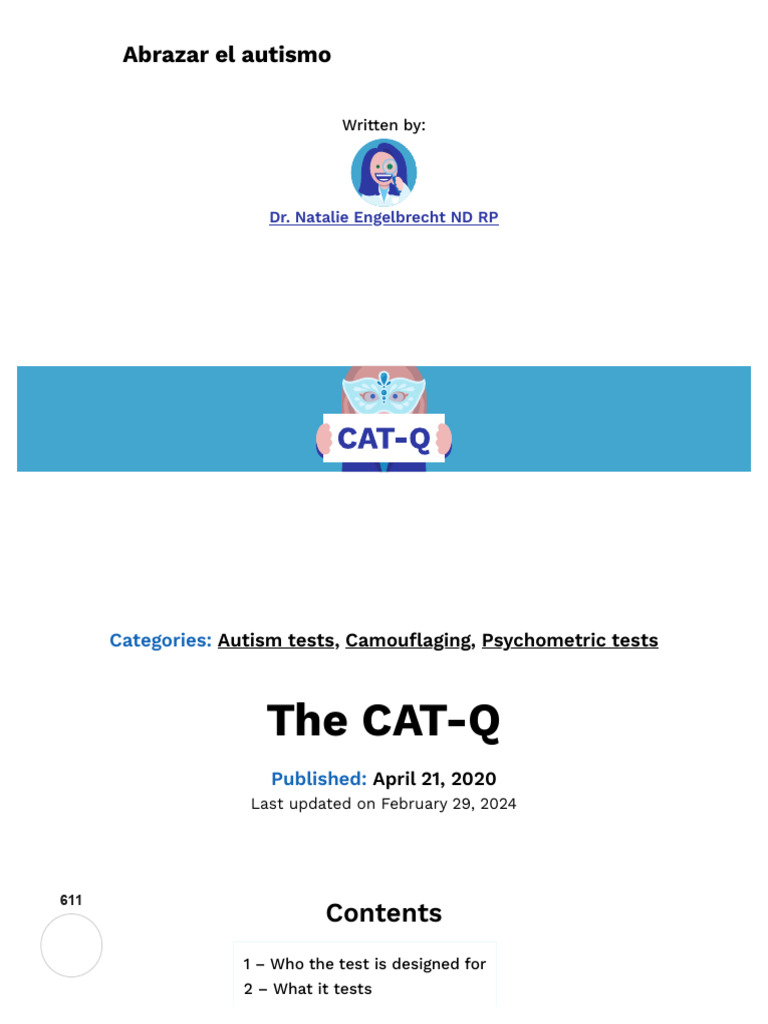 El Cuestionario de Camuflaje de Rasgos Autistas (CAT-Q) - Abrazar El Autismo | Descargar gratis ...