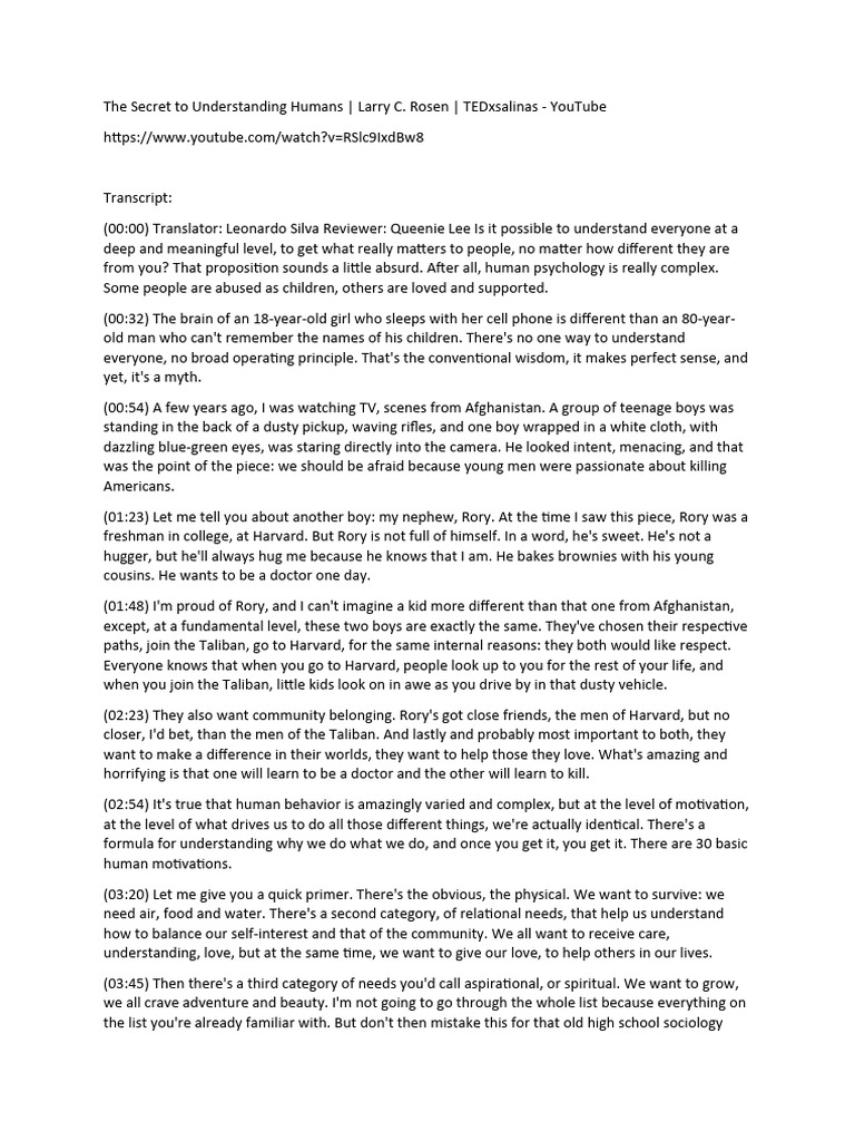 The Secret To Understanding Humans | PDF | Motivation | Motivational