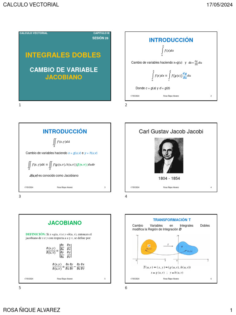 Cálculo Vectorial: Jacobiano e Integrales Dobles | PDF | Integral ...