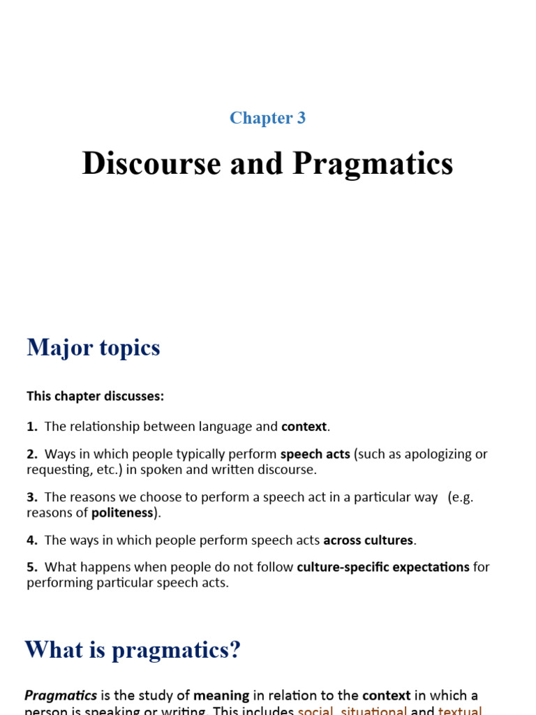 Chapter 3, Discourse and Pragmatics | PDF | Communication | Linguistics
