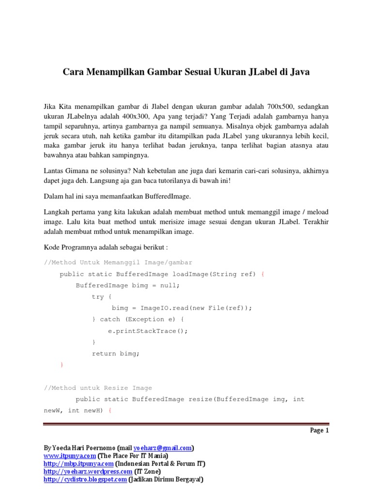 Menampilkan Gambar di JLabel Java | PDF