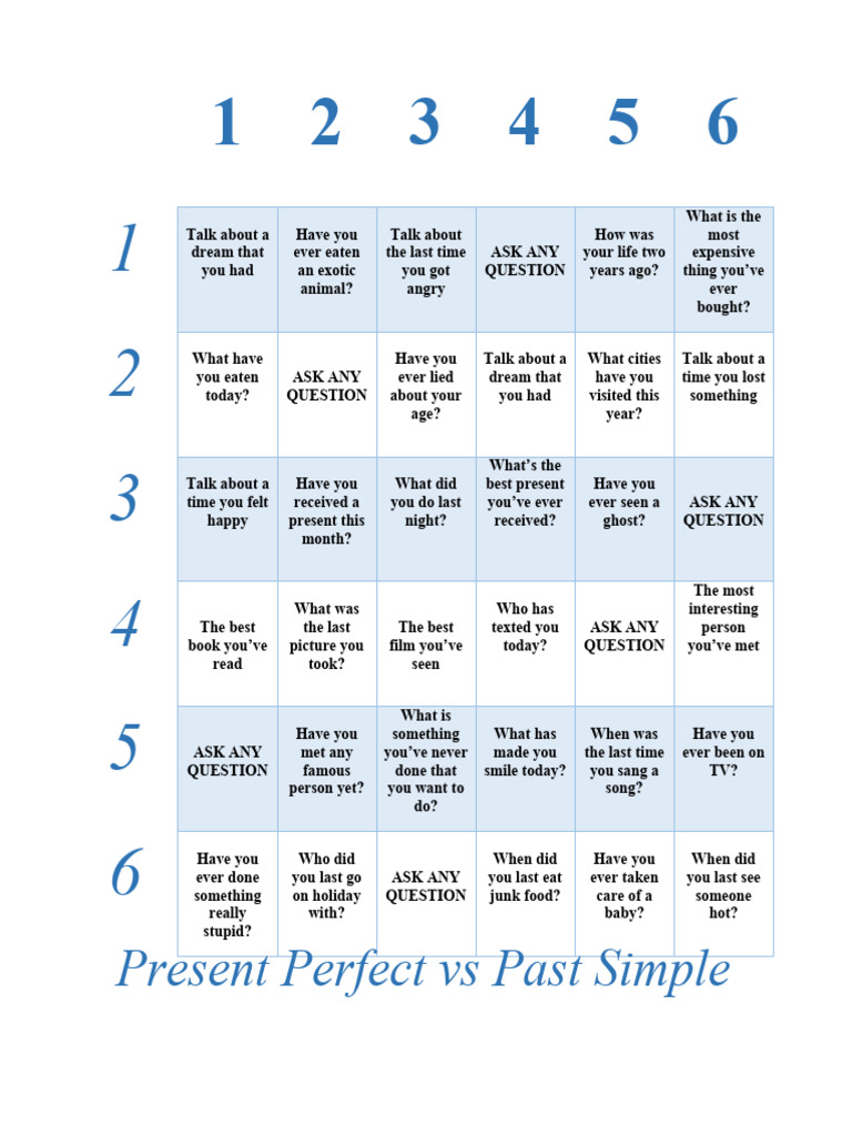 Present Perfect Vs Past Simple Game Board Boardgames Fun Activities ...