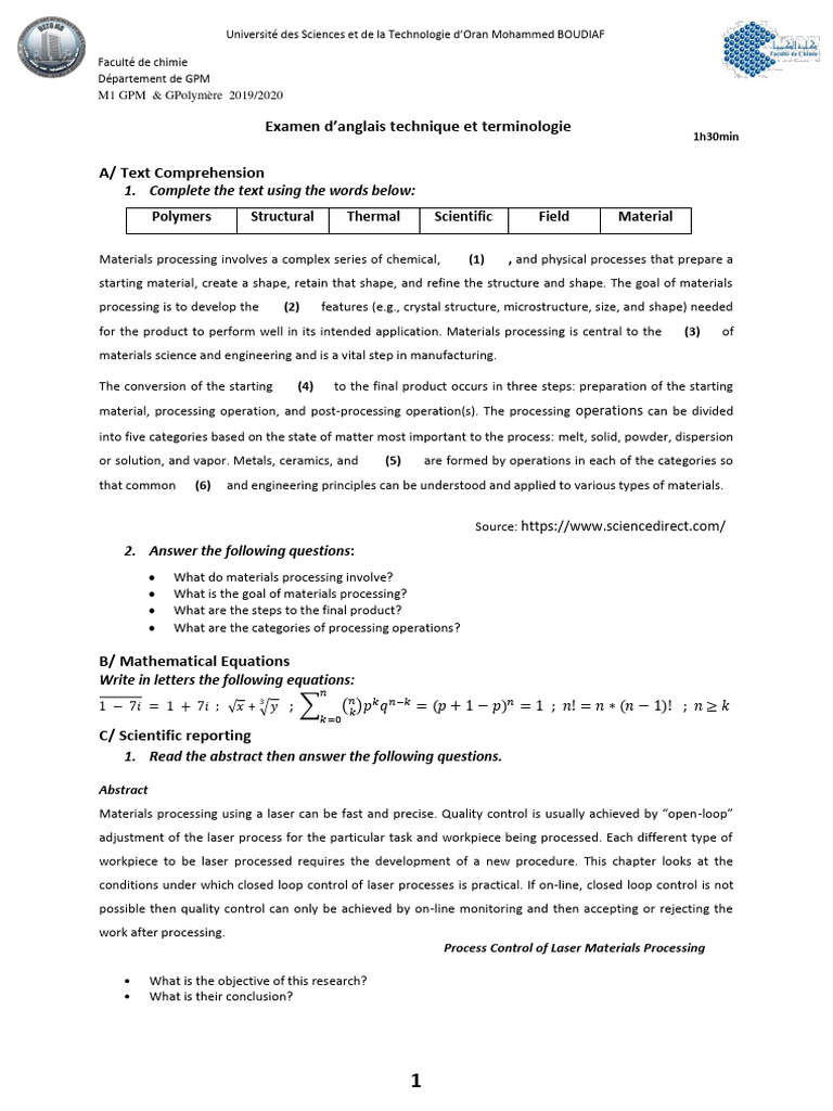 Exam M1 GPM & GP | PDF | Noun | Part Of Speech