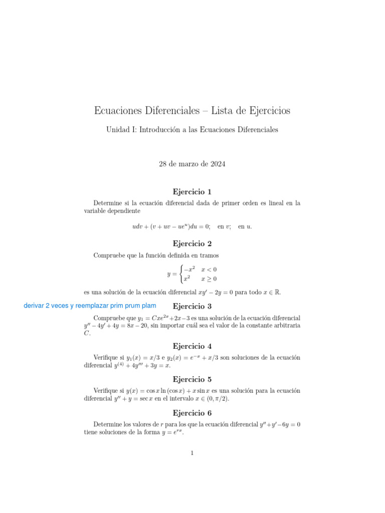 Edo FCQ Repaso 01 | PDF | Ecuaciones | Objetos matemáticos