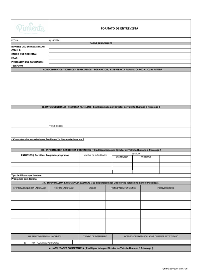 Formato de Entrevista | PDF | Sicología | Ciencias del comportamiento