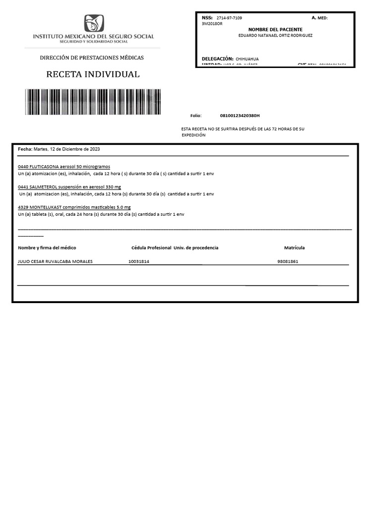 Receta IMSS Editable 1 | PDF