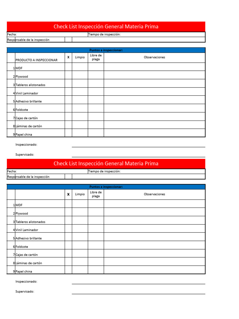 Checklist Inspeccion Plaga | PDF | Procesos industriales | Procesos de ...
