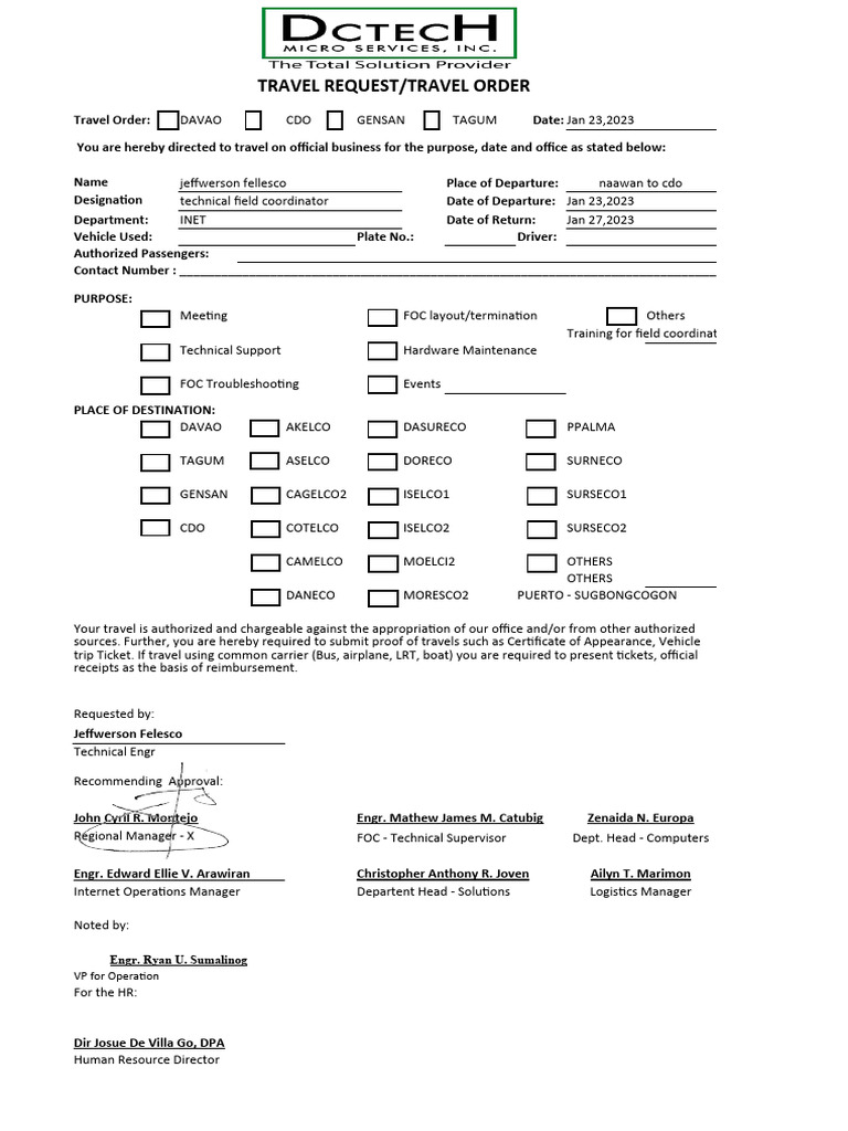 Travel Order Soft New | PDF