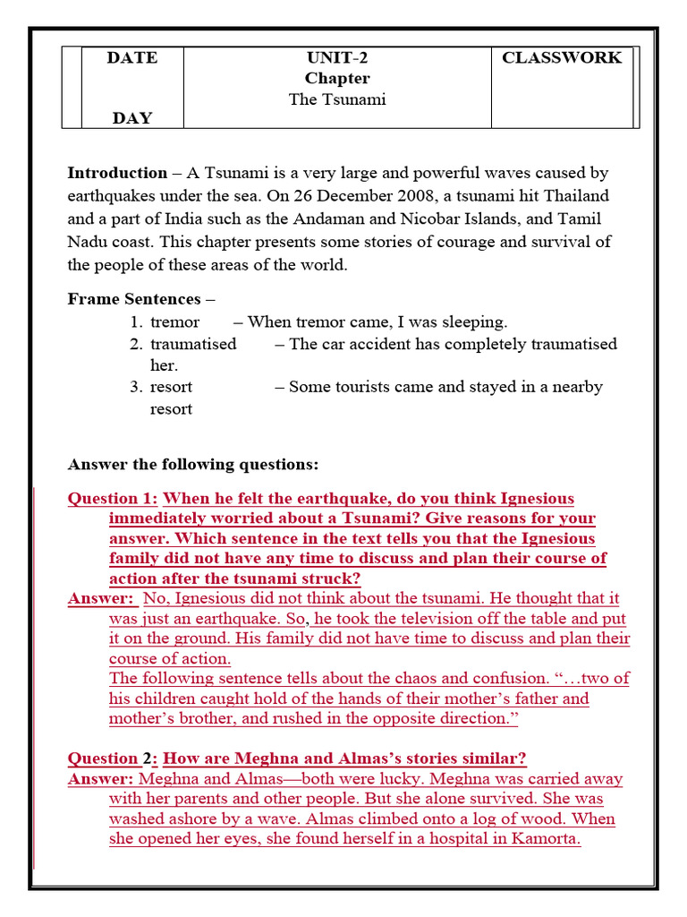 Class 8 Unit 2 | PDF | Tsunami