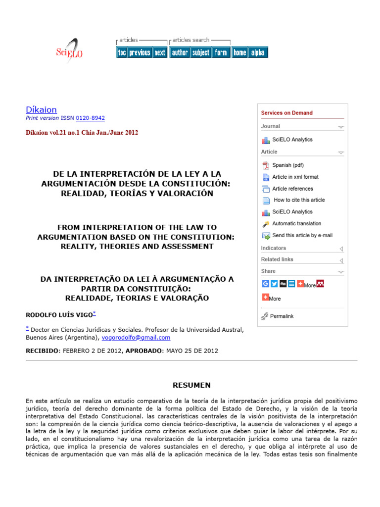 De La Interpretacion de La Ley A La Argumentacion Constitucional | Descargar gratis PDF | Caso ...