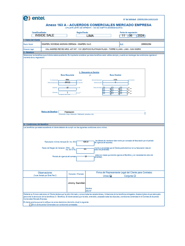 Acuerdo Comercial Entel-ISSAPERU | PDF | Arbitraje | Documento de identidad