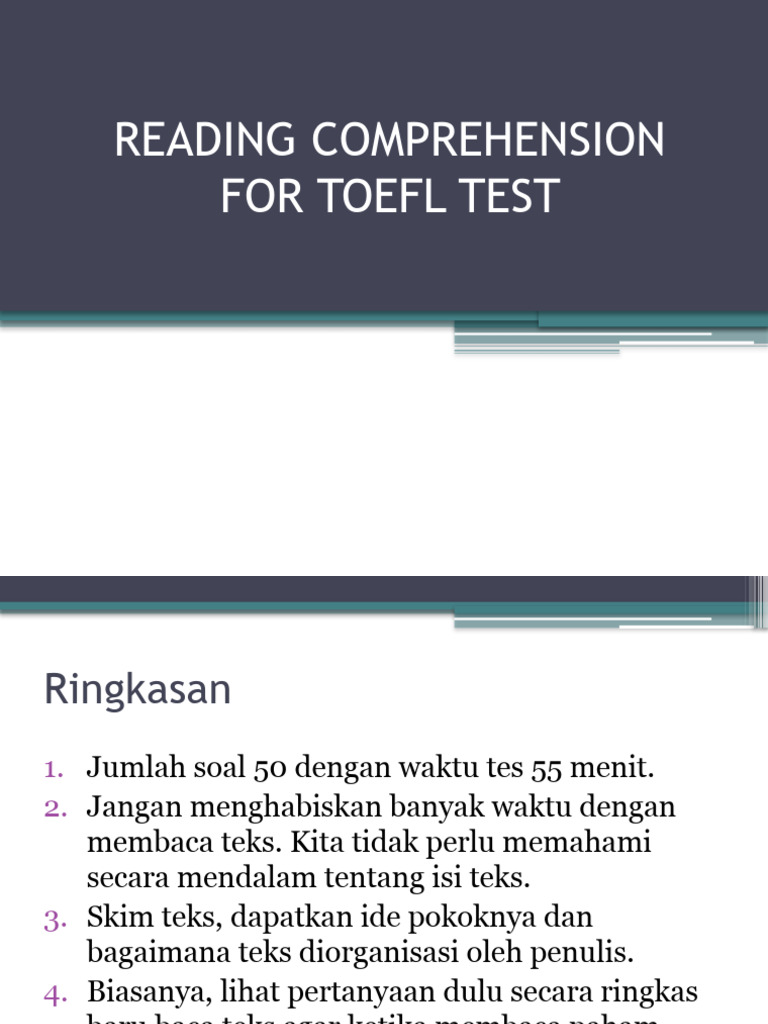 TOEFL Reading - Skill 1 - Identifying Topic, Main Idea, Topic Sentence | PDF