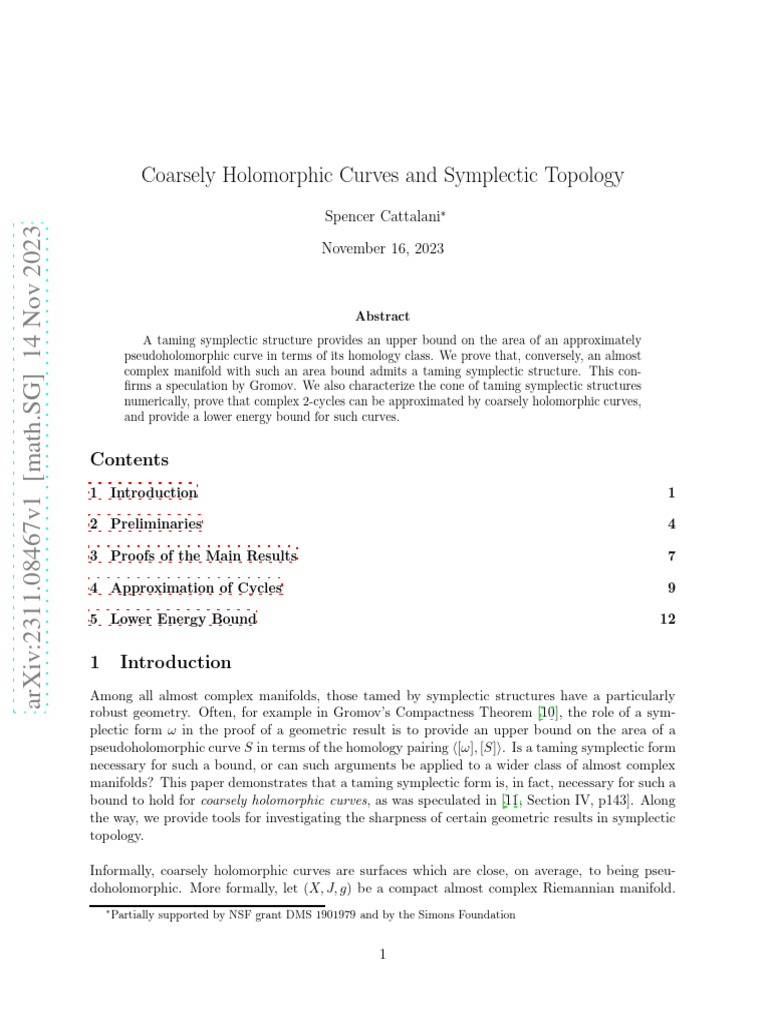 Coarsely Holomorphic Curves | PDF | Manifold | Geometry