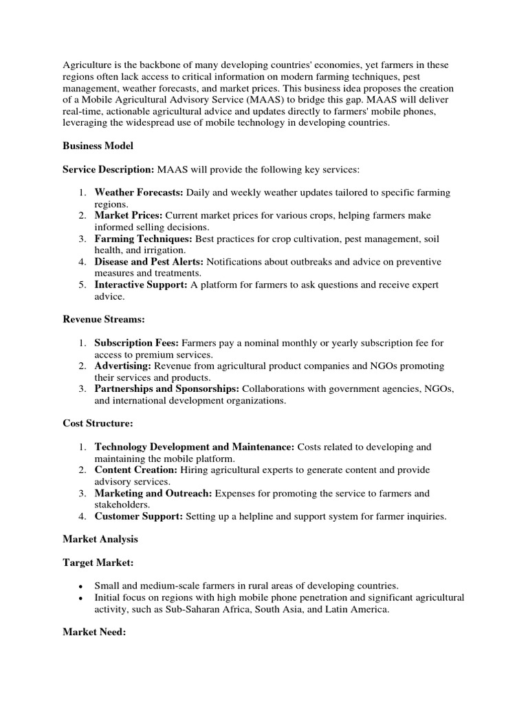 Mobile Agricultural Advisory Service Plan | PDF | Agriculture ...