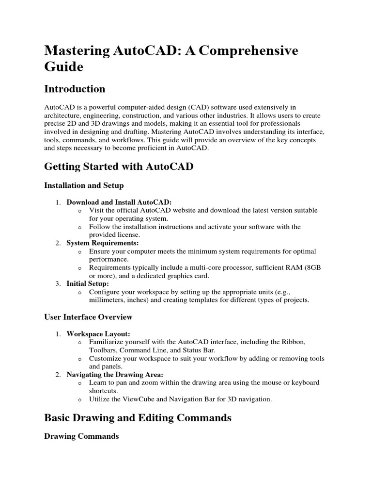 Mastering AutoCAD-A Comprehensive Guide | PDF | 3 D Computer Graphics ...