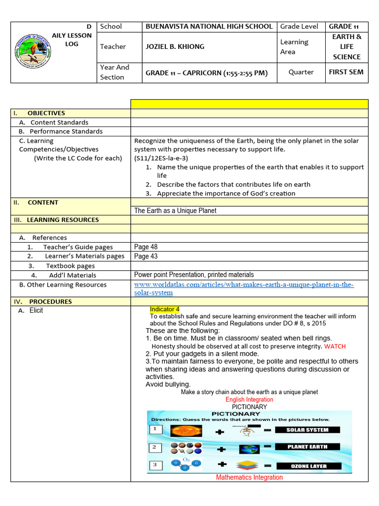 DLP SHS Ist Sem | PDF | Earth Sciences | Earth