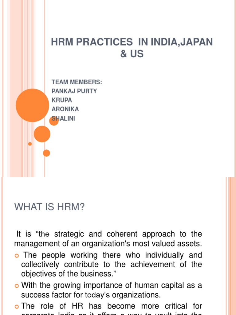 HRM Practices in India, Japan & US Compared | PDF | Human Resource ...