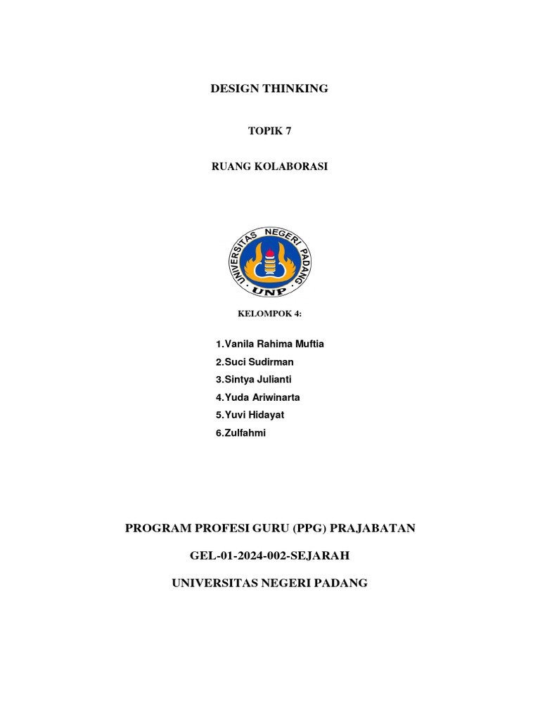 Topik 7 Ruang Kolaborasi (Kelompok 4) Design Thinking. LINK TUGAS | PDF