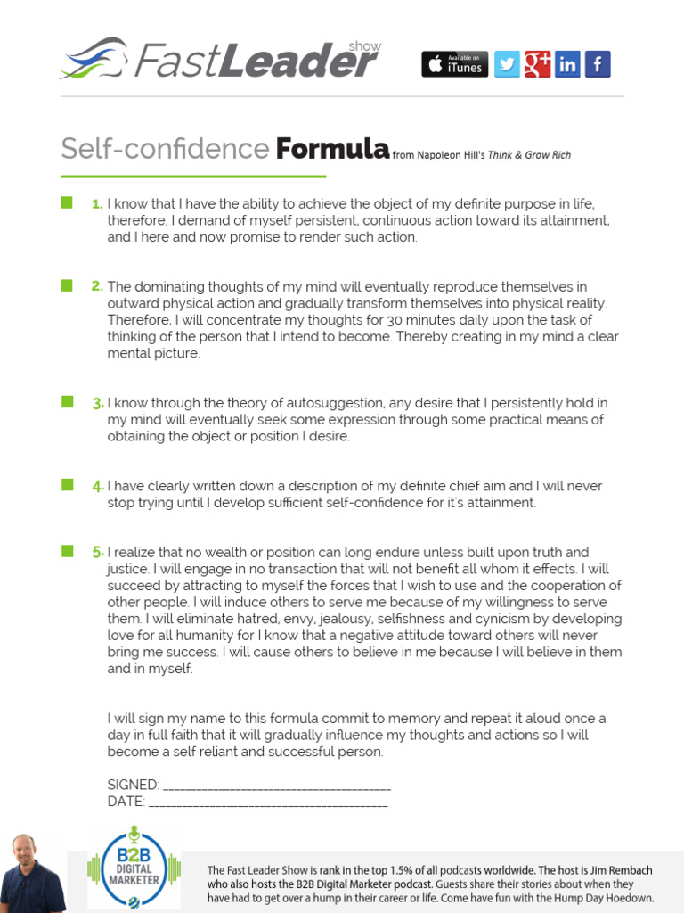 Self-Confidence Formula for Success | PDF