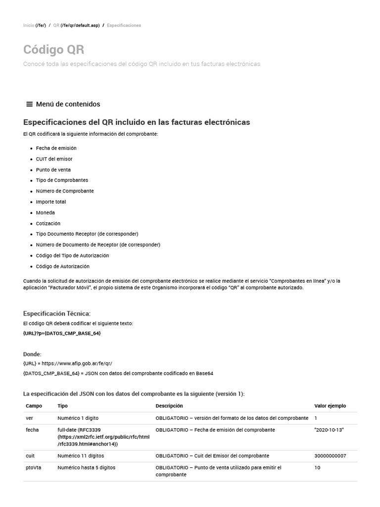 Código QR - Factura Electrónica - AFIP | PDF | Código QR | Informática