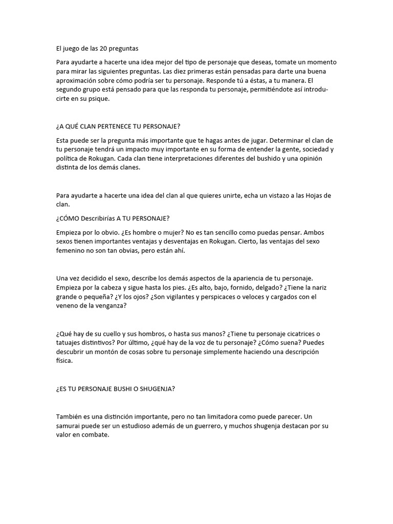 El Juego de Las 20 Preguntas y Mas | Descargar gratis PDF | Samurai ...