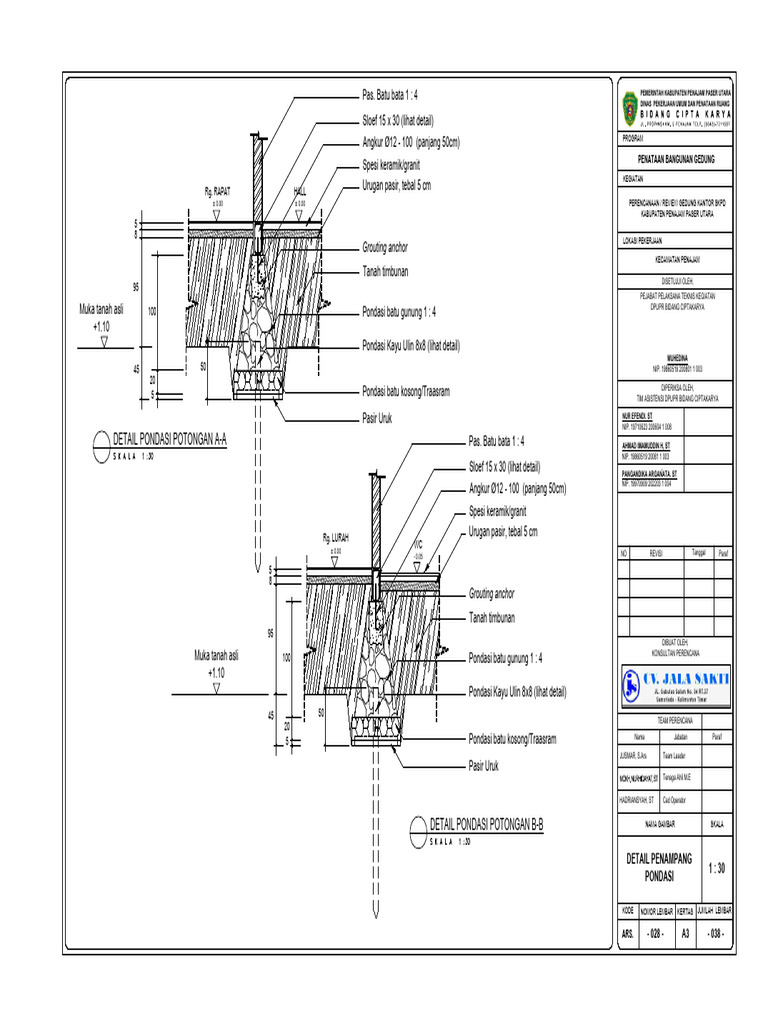 Rencana Detail Pondasi Gedung SKPD | PDF