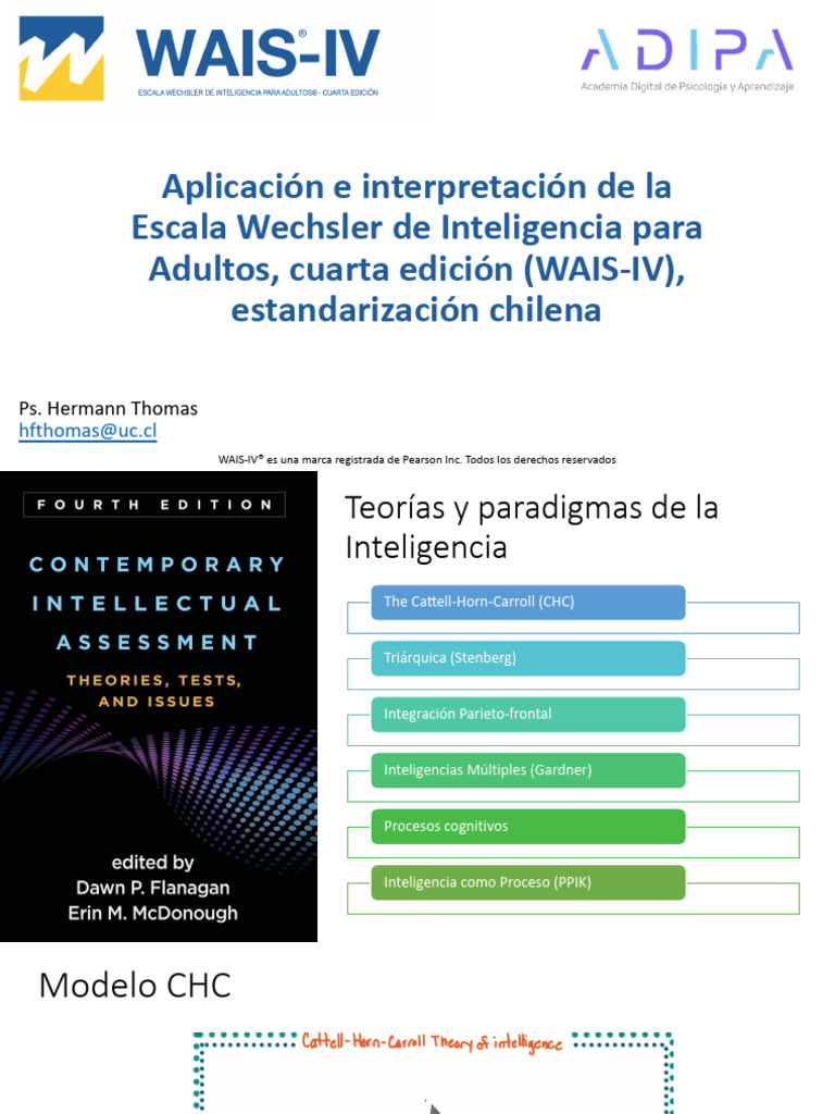 Certificación en Escala Wechsler de Inteligencia para Adultos - WAIS IV ...