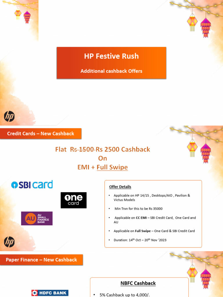 HP Festive Rush: Cashback Offers 2023 | PDF | Credit Card | Mobile Phones