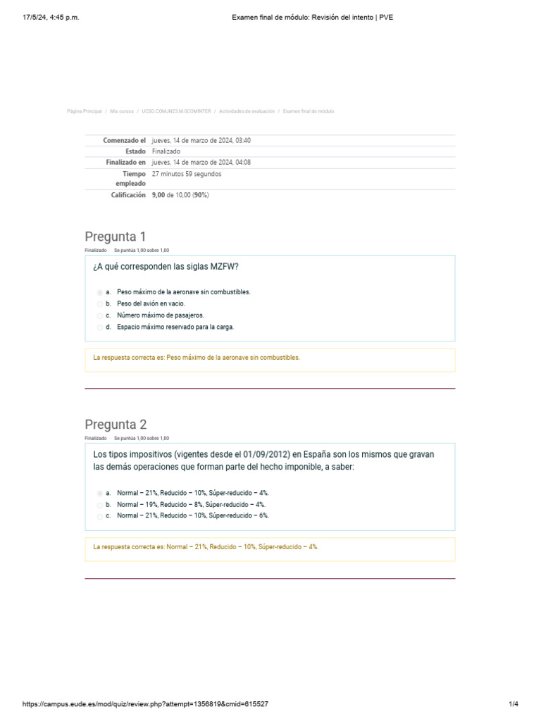Examen Final de Módulo - Revisión Del Intento - PVE - PDF COMERCIO | PDF | Economias