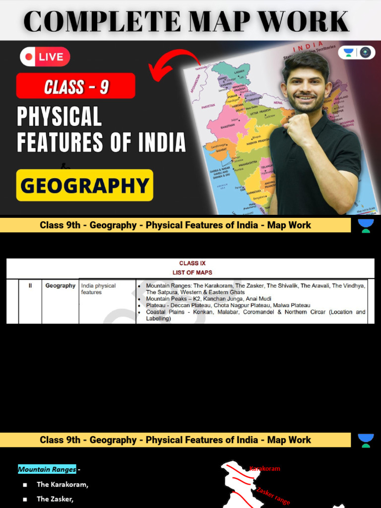 Physical Features of India Map Work | PDF | Geomorphology | Mountains