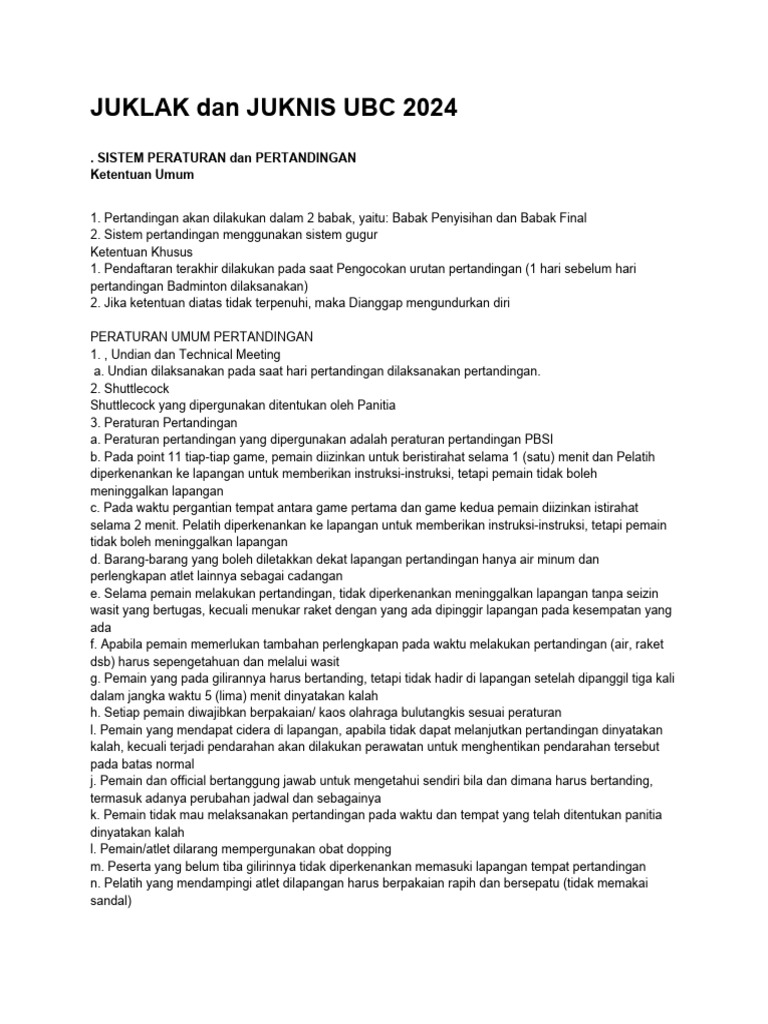 Juknis Ubc 2024 | PDF