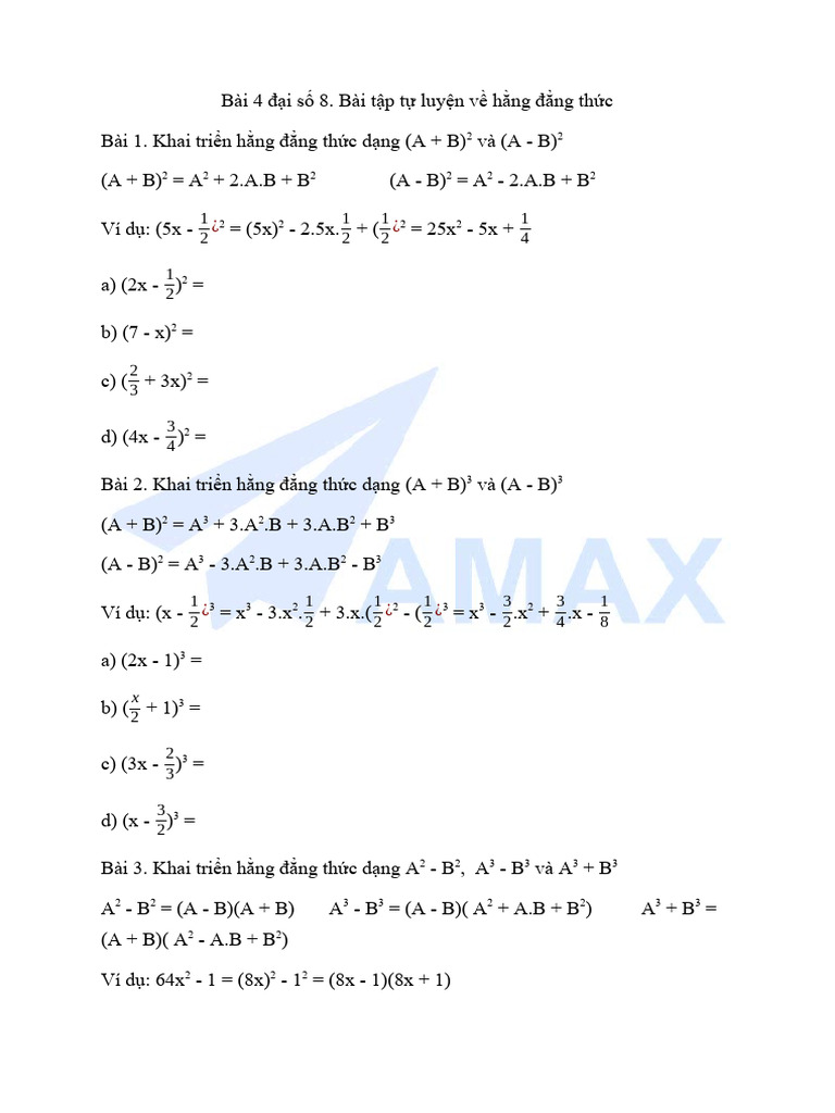 BT Toan 8 Tu Luyen Ve Hang Dang Thuc | PDF