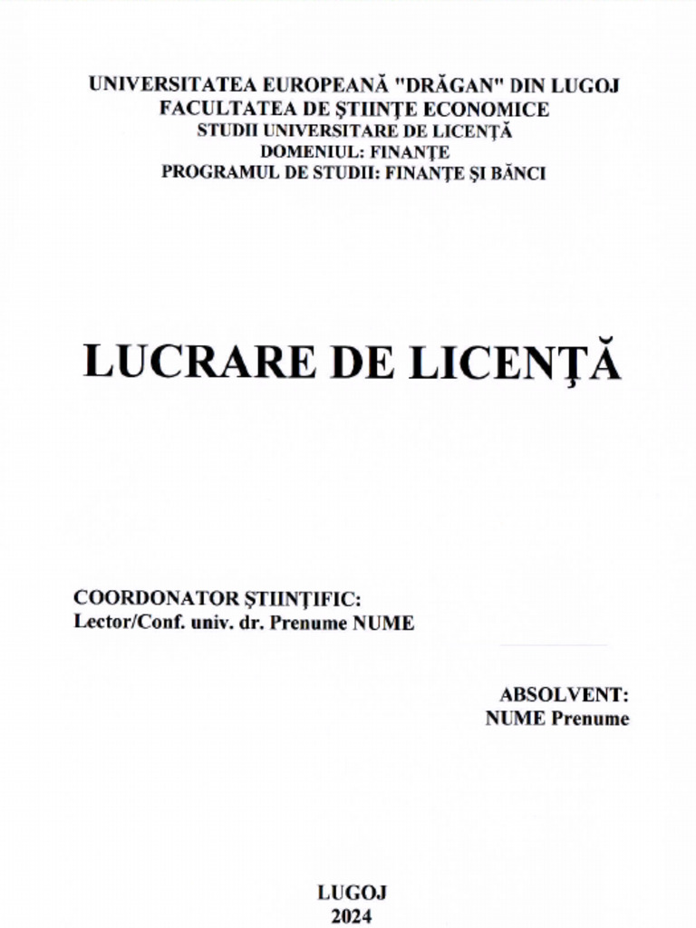 Lucrare Licenta - 2024 - Model | PDF