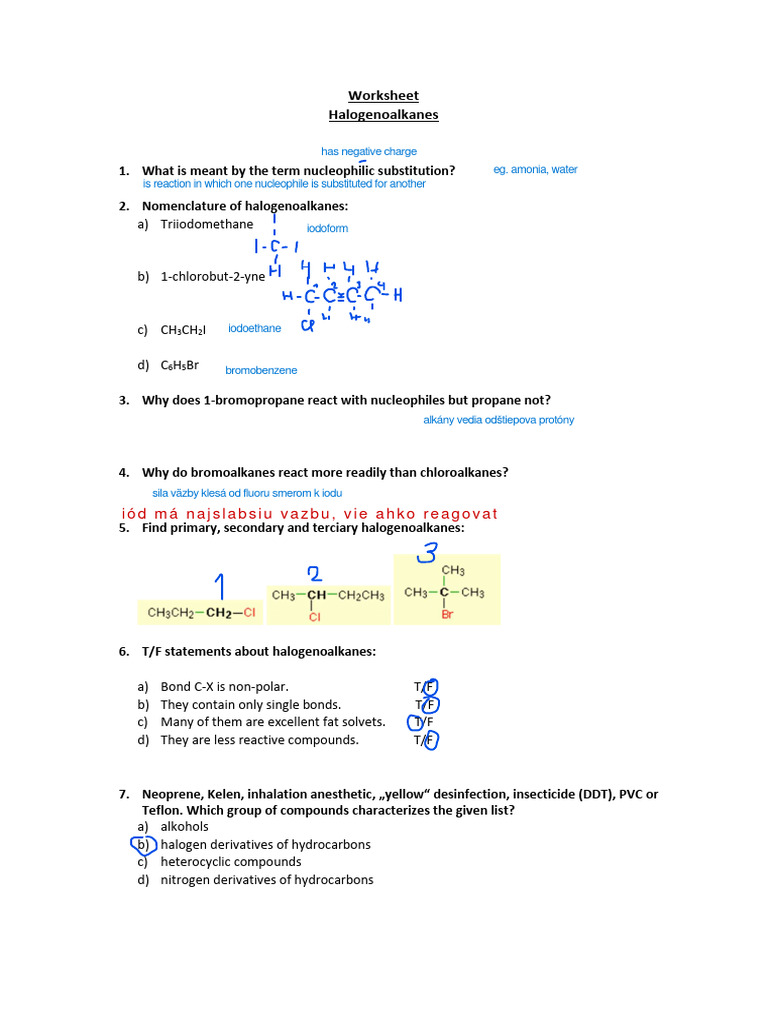 Worksheet Halogenoalkanes | Download Free PDF | Chlorofluorocarbon ...