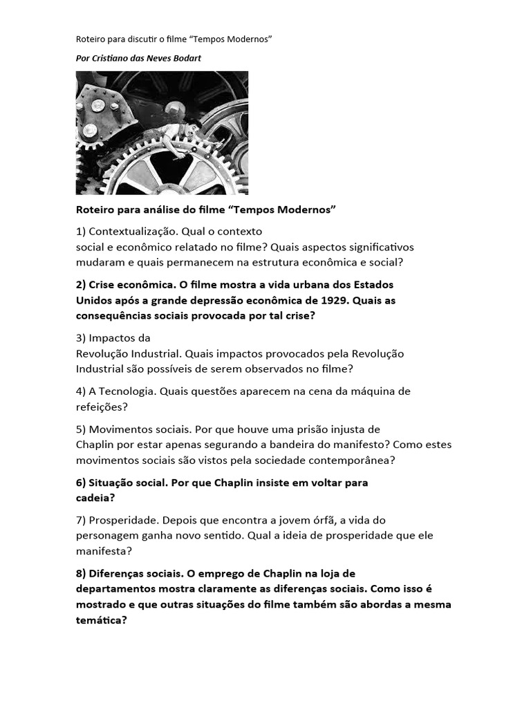 Roteiro de Análise: Tempos Modernos | PDF