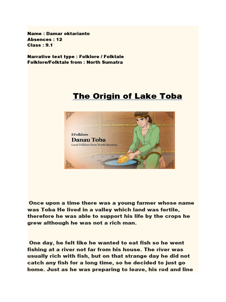 The Origin of Lake Toba V4 | PDF | Traditional Stories | Folklore