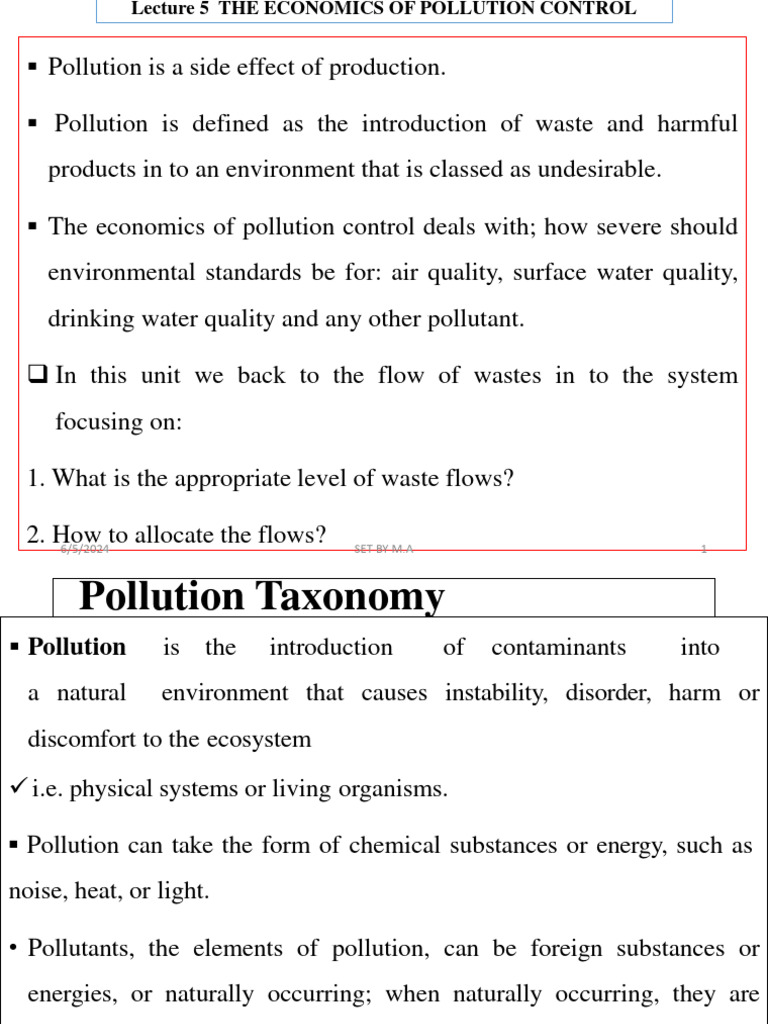 Economics of Pollution Control Explained | PDF | Pollutant | Pollution