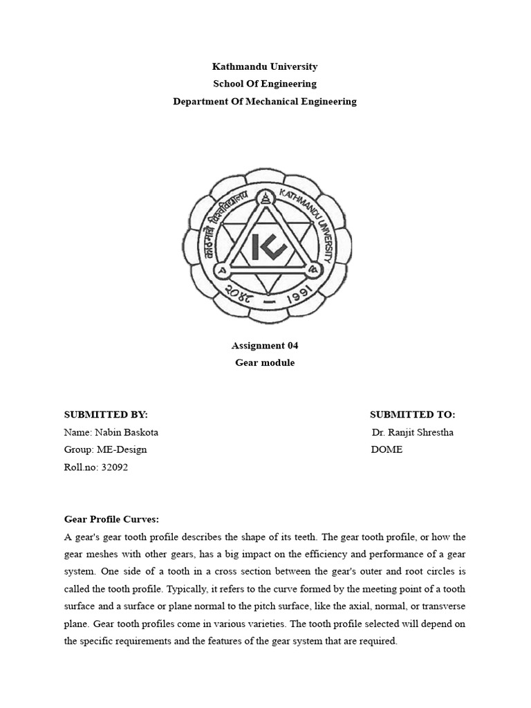 Me-Design-Nabin Baskota-32092 | PDF | Gear | Machines