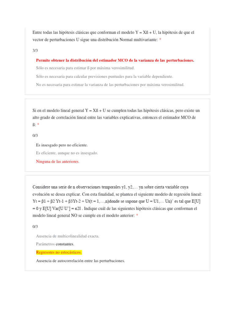 Examen de Econometría 1 Parcial Respuesta | PDF | Mínimos cuadrados ordinarios | Análisis de ...