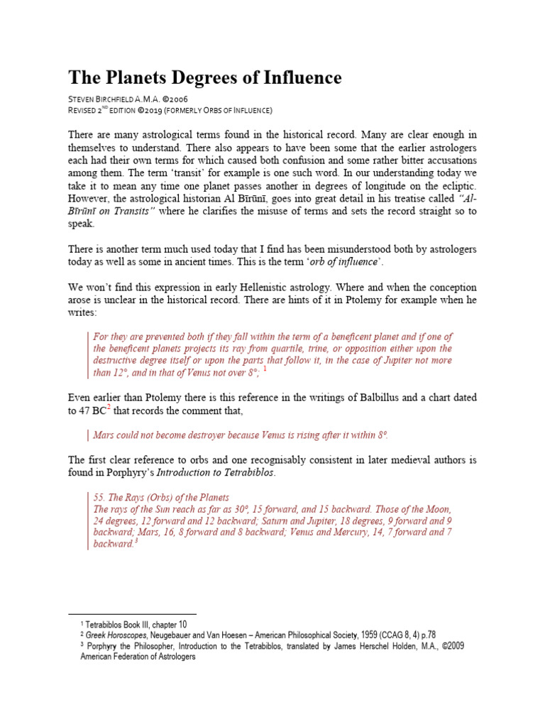 the-planets-degrees-of-influence | PDF | Planets In Astrology | Planets