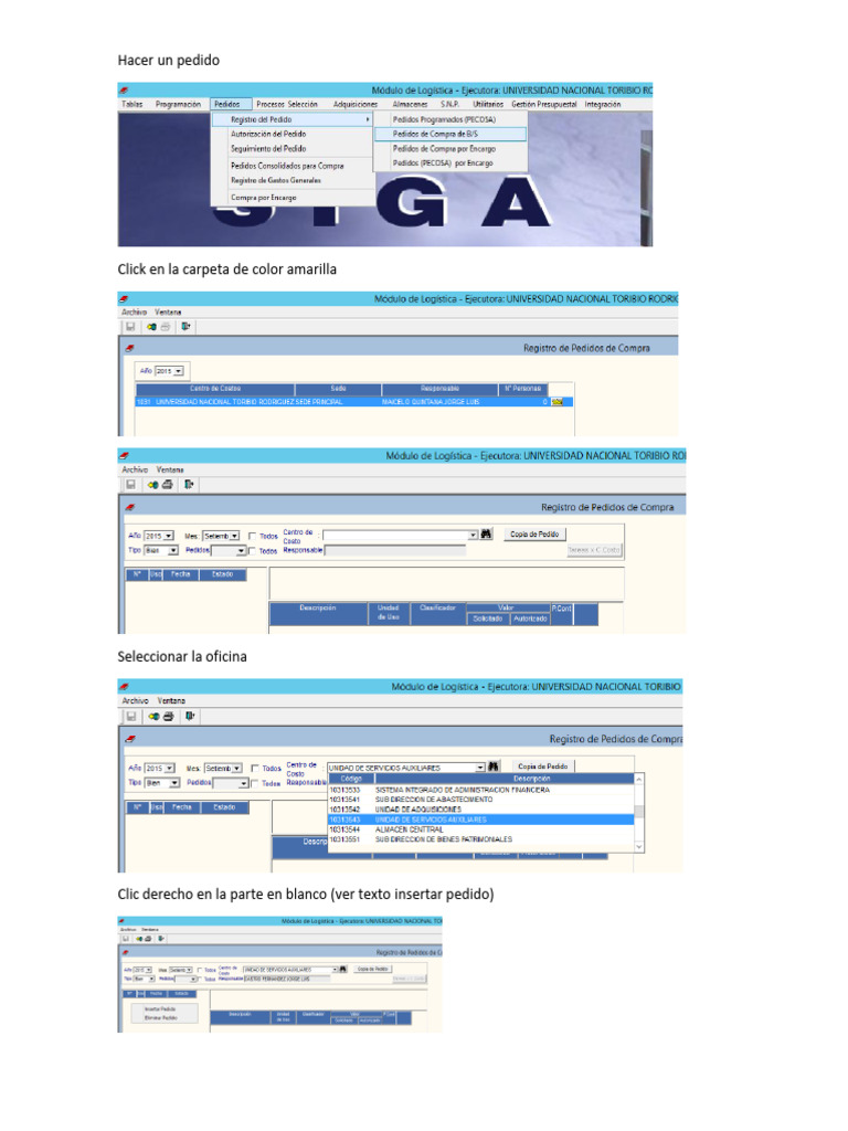 Como Hacer Un Pedido SIGA | PDF