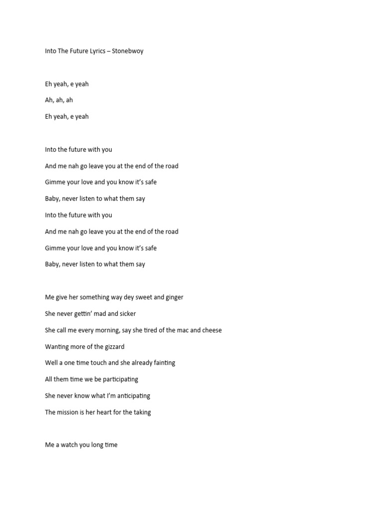 Into The Future Lyrics - Stonebwoy | PDF